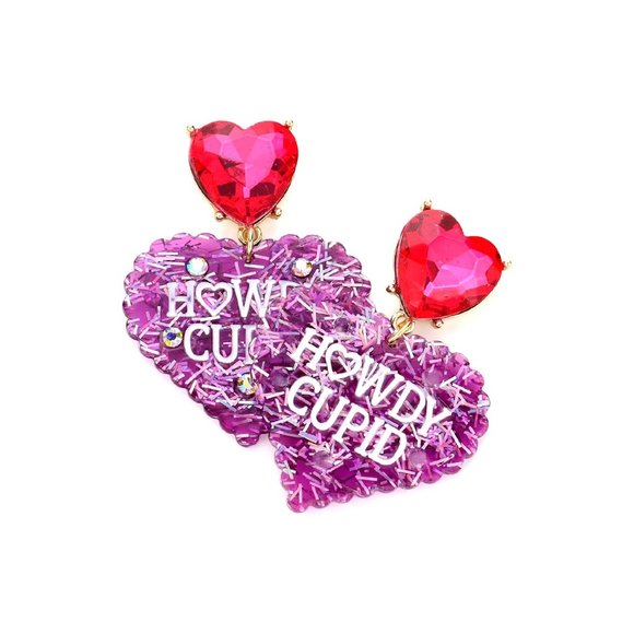 Jewelry | Tigerstars Howdy Cupid Resin Heart Stone Dangle Earrings ...